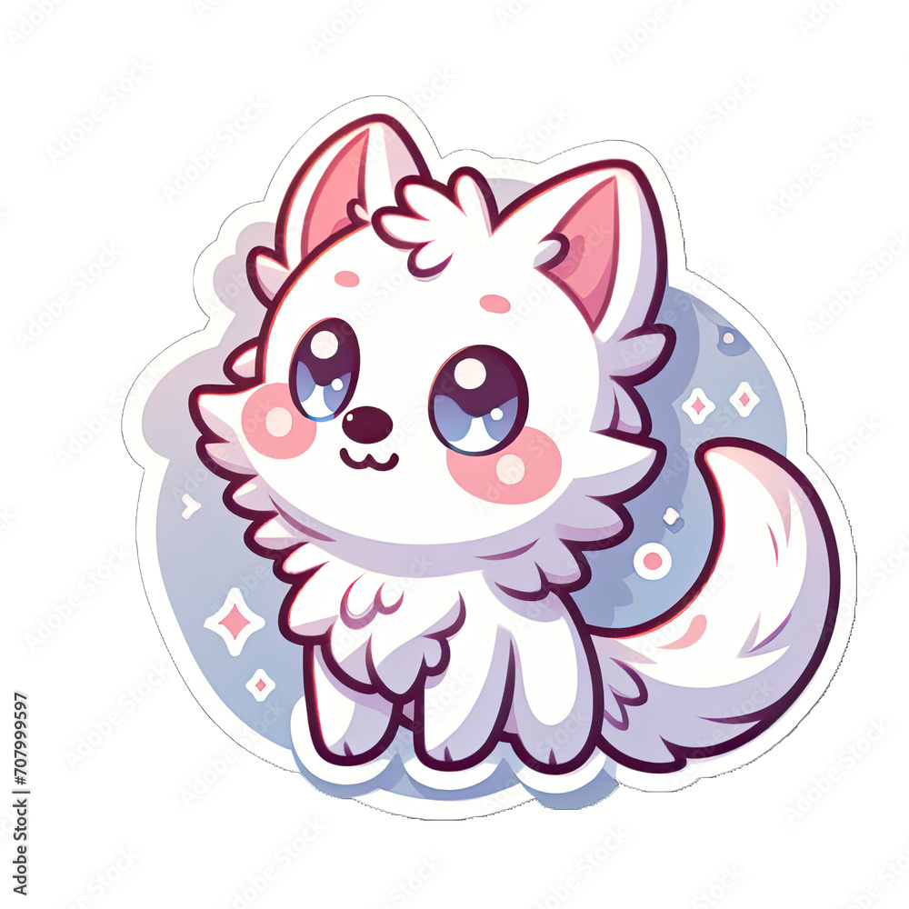 Generative AI Cute Little Wolf Sticker, cute little snow wolf sticker ...