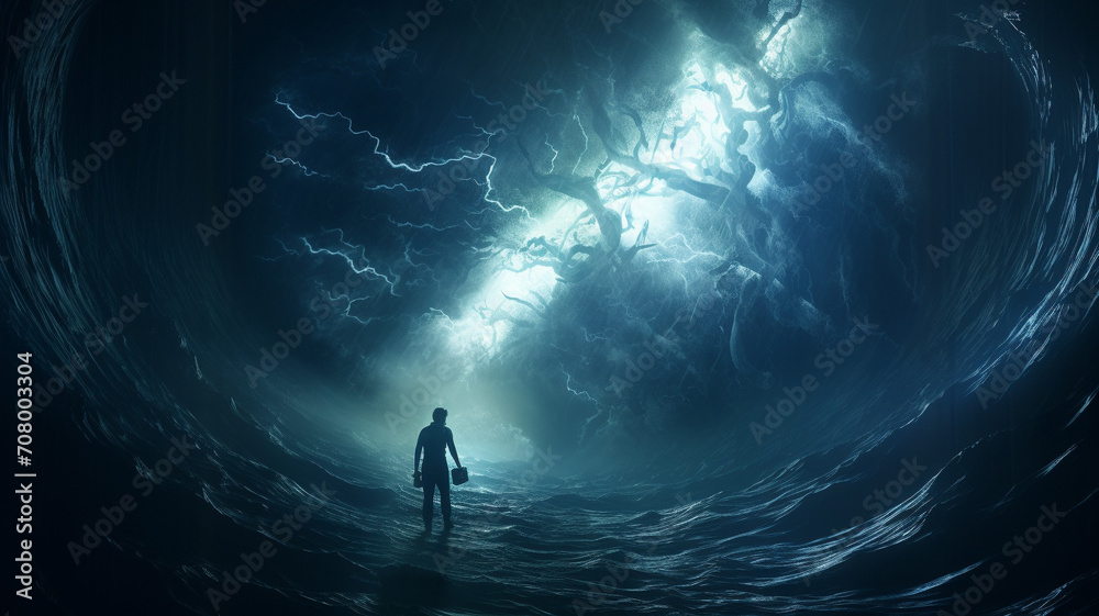 A deep-sea explorer encountering an underwater tornado in the Mariana ...