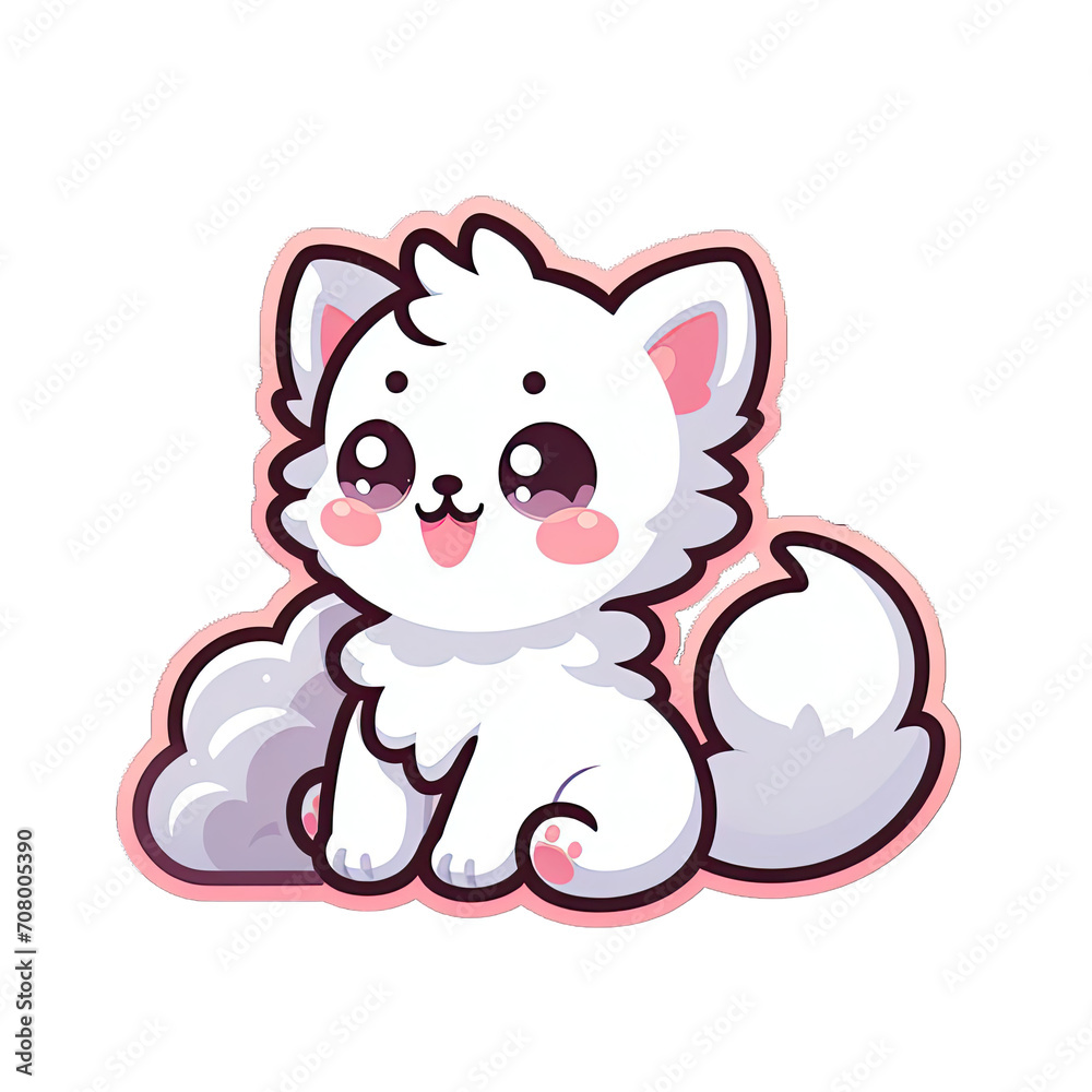 Generative AI Cute Little Wolf Sticker, cute little snow wolf sticker ...