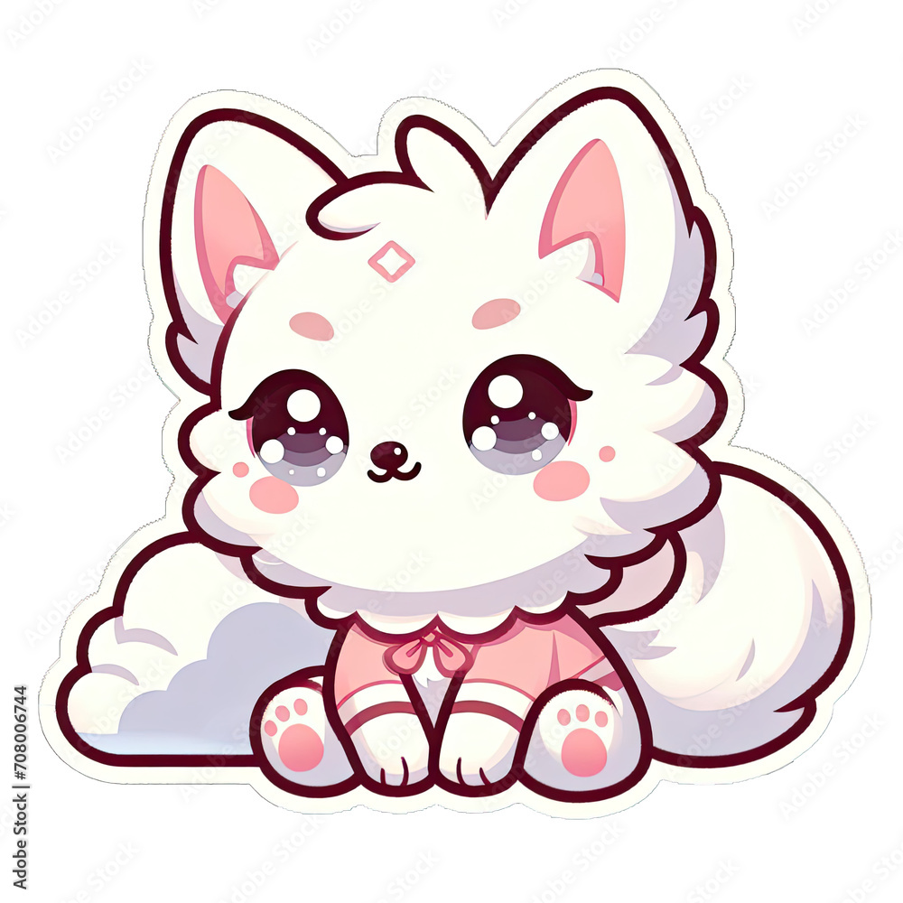 Generative AI Cute Little Wolf Sticker, cute little snow wolf sticker ...