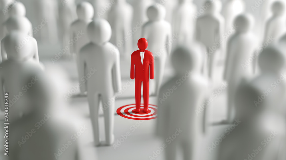 Stand out from the crowd and different creative idea concepts one red ...