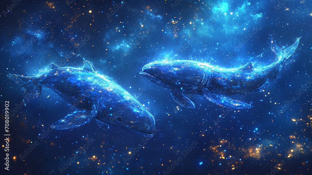 A magical night sky showcasing the Pisces constellation, with its ...