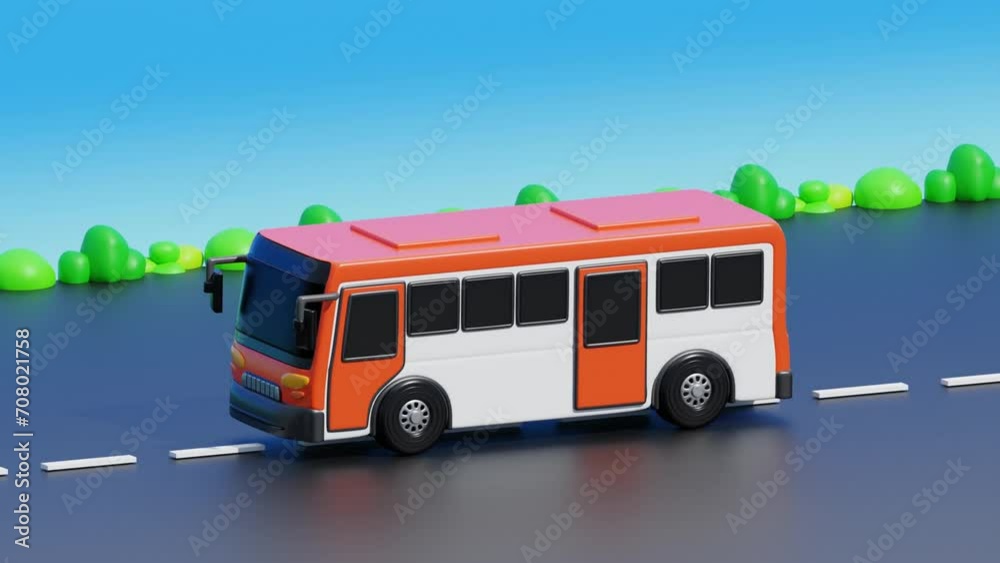 Vidéo Stock Enjoy a playful 3D animation featuring a cartoon school bus ...