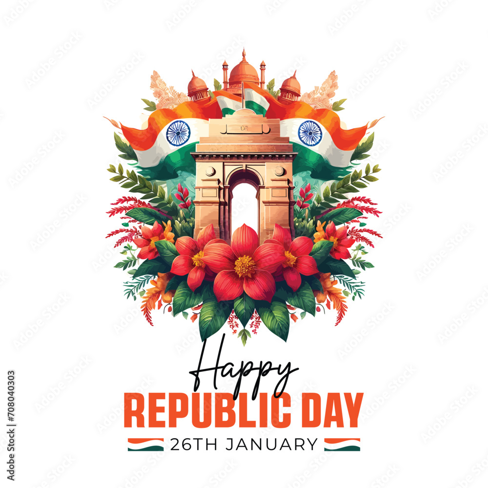 Vector happy republic day india 26th january with republic day poster ...