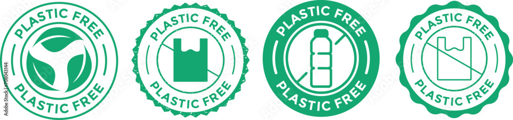 Plastic free. 100% Biodegradable and compostable icon. Round green ...
