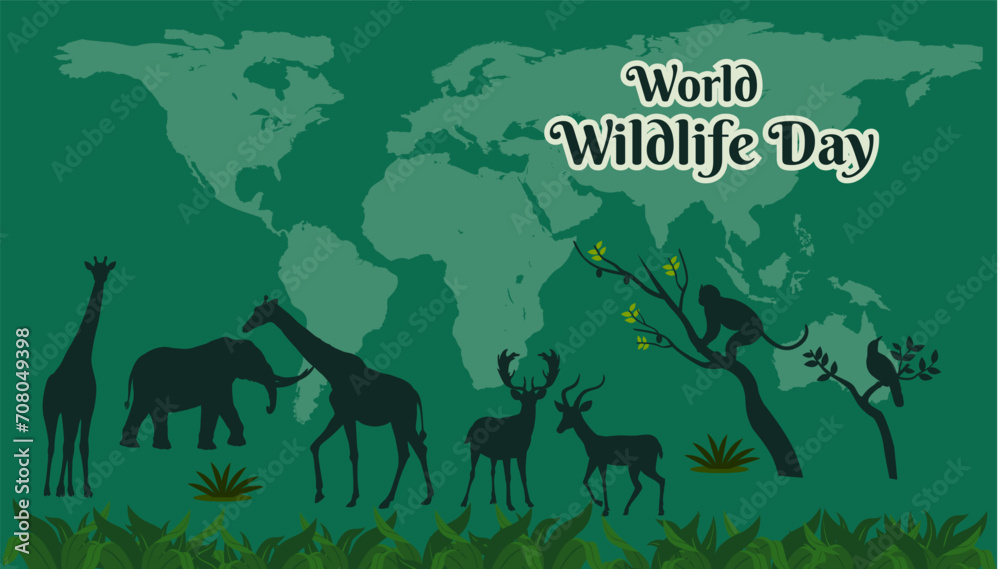 Vector world wildlife day, world wildlife conservation day poster or ...