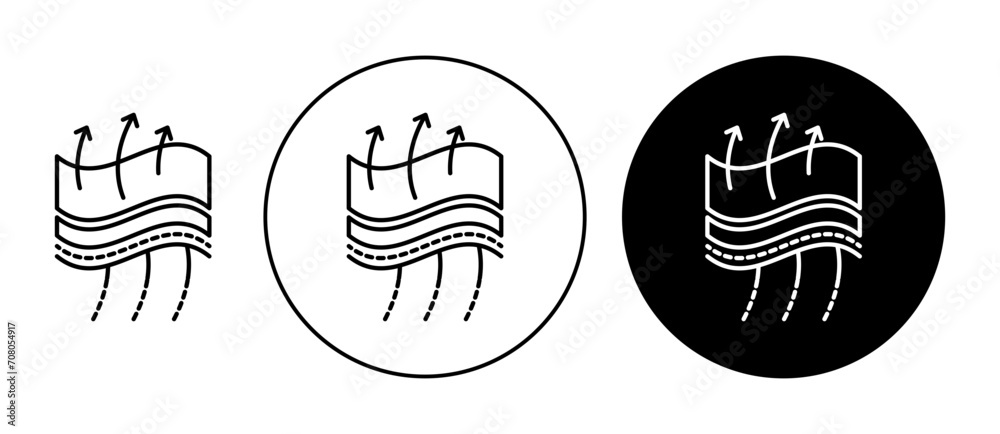 Breathable Fabric vector illustration set. Airflow Material fiber ...