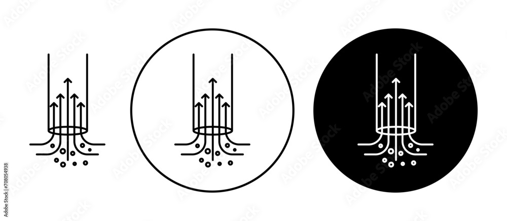 Suction Process vector illustration set. Vacuum air suction sign ...