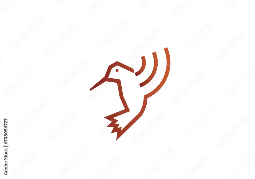 Simple bird logo collection. Monoline bird logo template. bird monogram ...