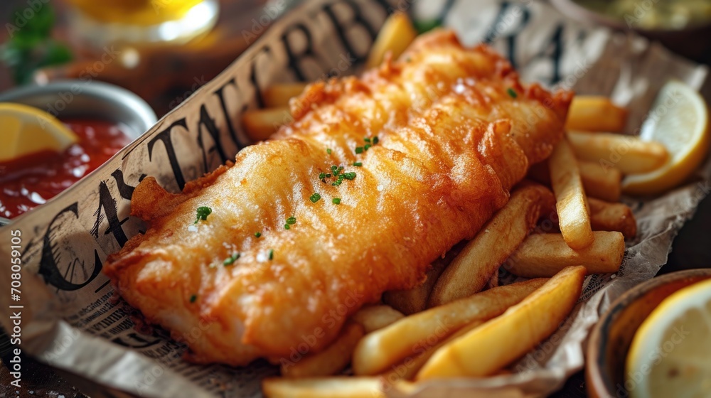 Foto de Classic British Fish and Chips Unwind: Traditional English Pub ...