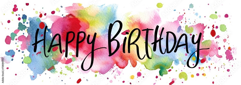 happy birthday watercolor rainbow banner Generative AI Stock ...