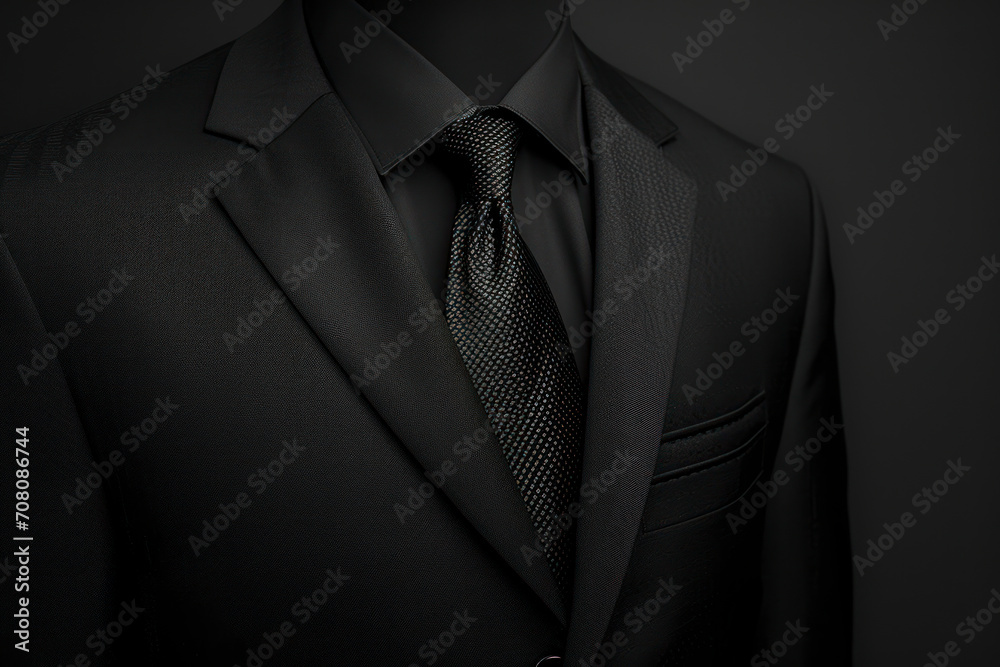 Monochromatic black uniform setting, black suit, a sleek and ...