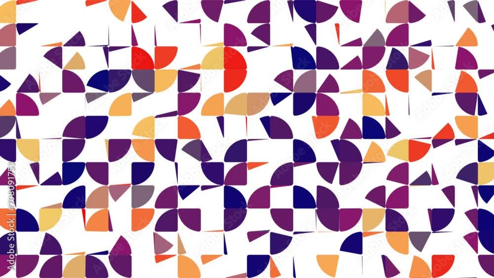 2D animation of random colorized quarter circle and circle transitions ...
