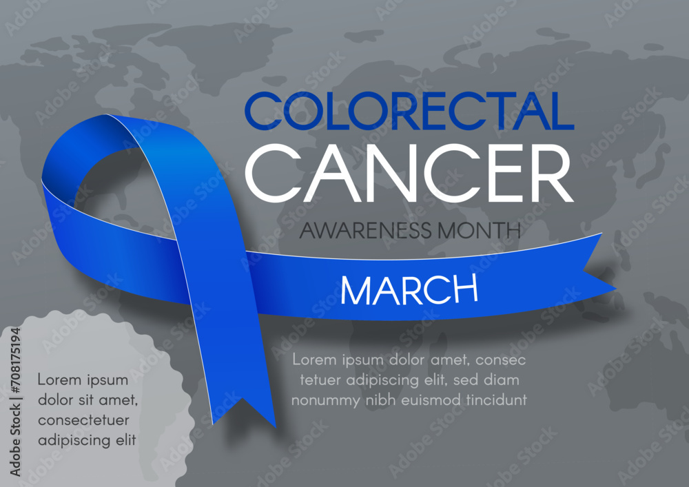 Colorectal Cancer Awareness Month horizontal poster with Blue ribbon ...
