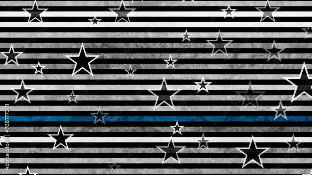 Grunge black white concept USA flag with blue stripe. American police ...