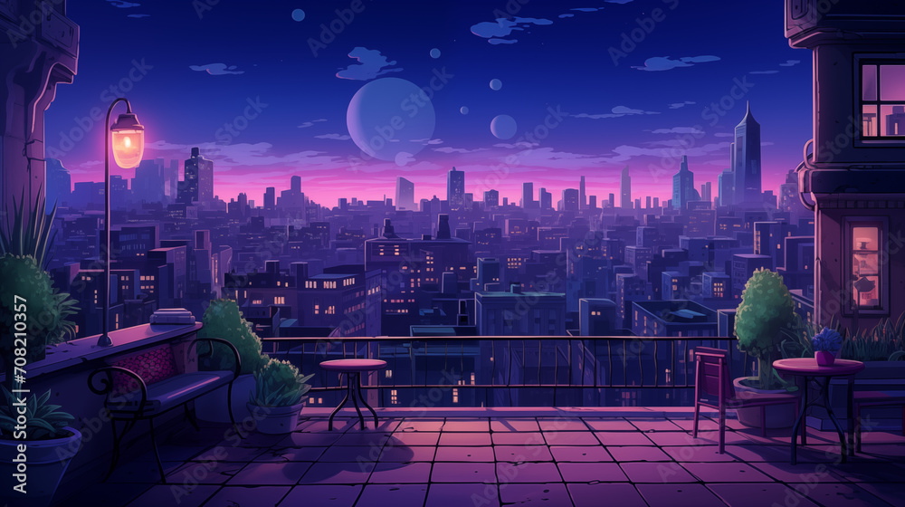 cute lo-fi music background for city night study in the room or terasse ...