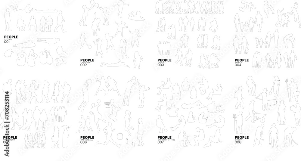 Architectural Drawings people vector illustration, top view, human ...