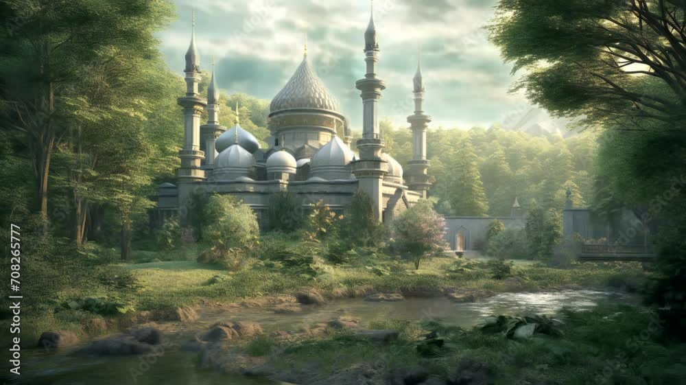 Vidéo Stock This stunning image of a mosque in the forest with a ...