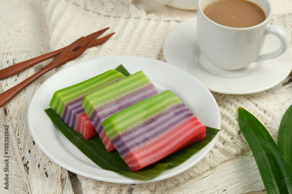 Kue Lapis Pepe or Rainbow Sticky Layer Cake is Indonesian Traditional ...