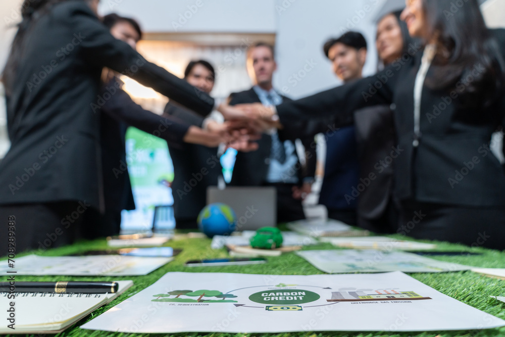 Environmental friendly idea paper on meeting table with blur background ...