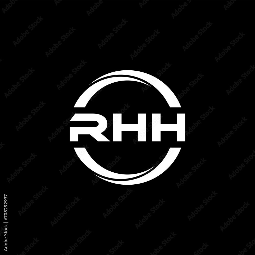 RHH letter logo design with black background in illustrator, cube logo ...