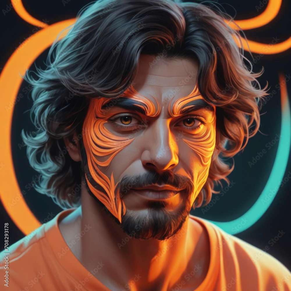 Morphing Man - Close-up portrait of a man with wavy distortions and ...