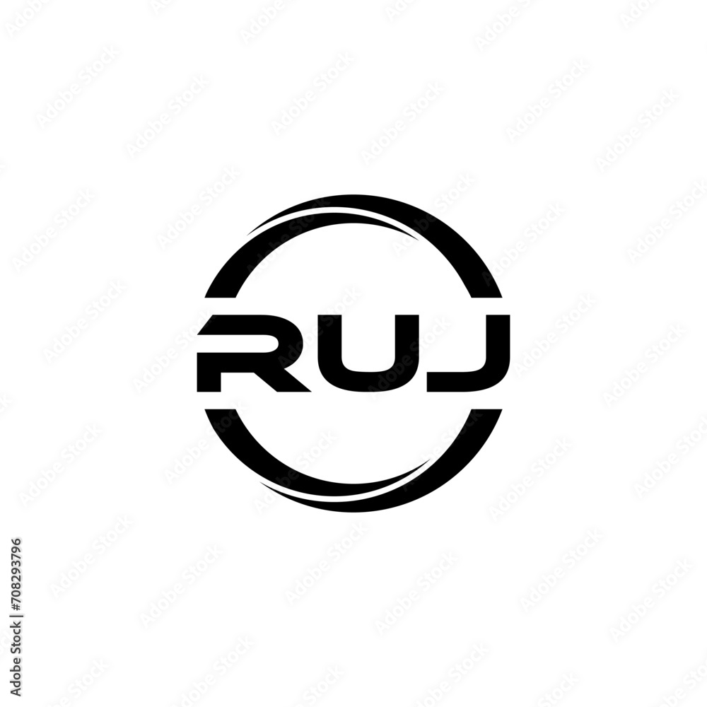 RUJ letter logo design with white background in illustrator, cube logo ...