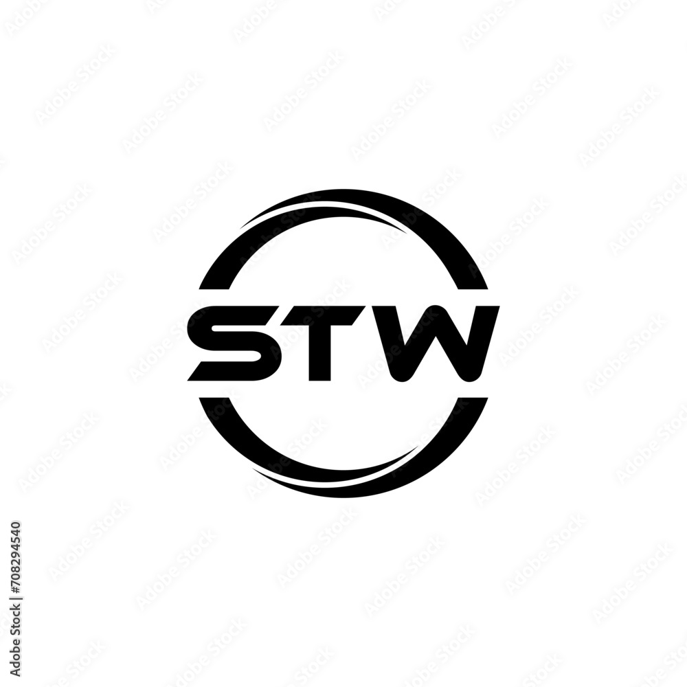 STW letter logo design with white background in illustrator, cube logo ...