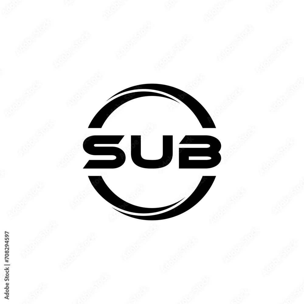 SUB letter logo design with white background in illustrator, cube logo ...