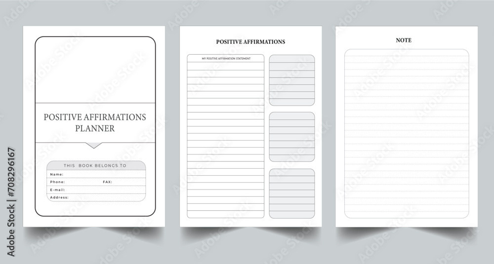 Editable Positive Affirmations Planner Kdp Interior printable template ...