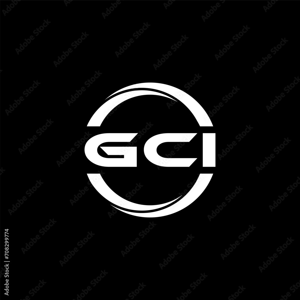 GCI letter logo design with black background in illustrator, cube logo ...