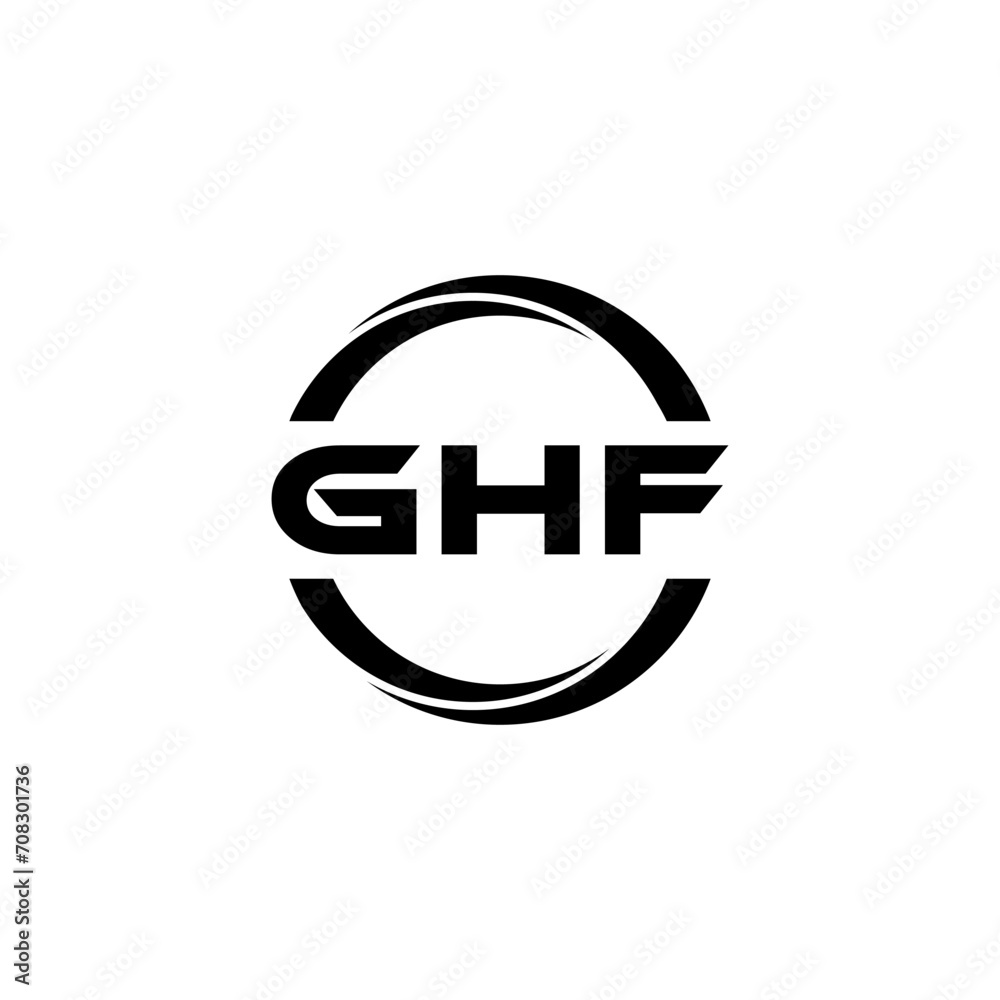 GHF letter logo design with white background in illustrator, cube logo ...