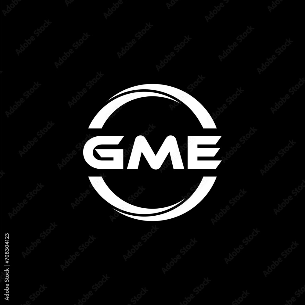 GME letter logo design with black background in illustrator, cube logo ...