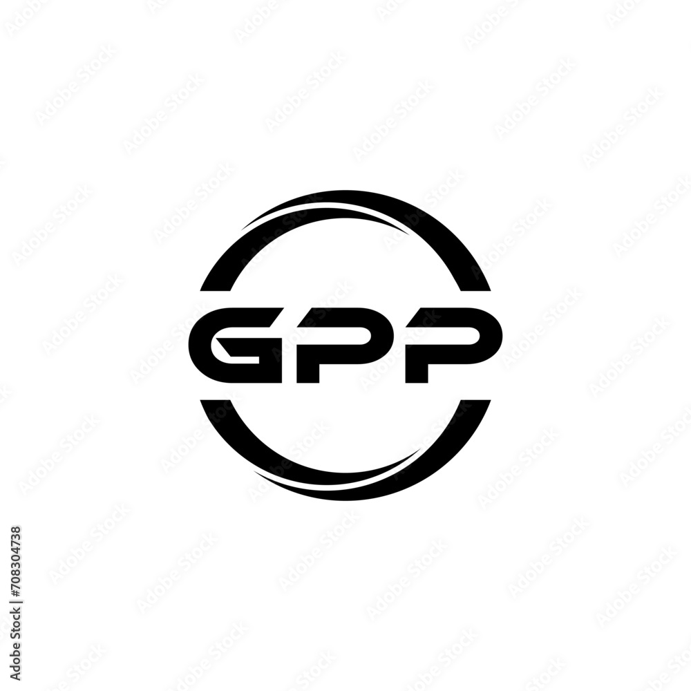 GPP letter logo design with white background in illustrator, cube logo ...