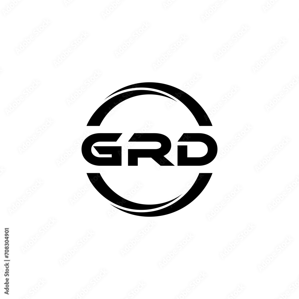 GRD letter logo design with black background in illustrator, cube logo ...