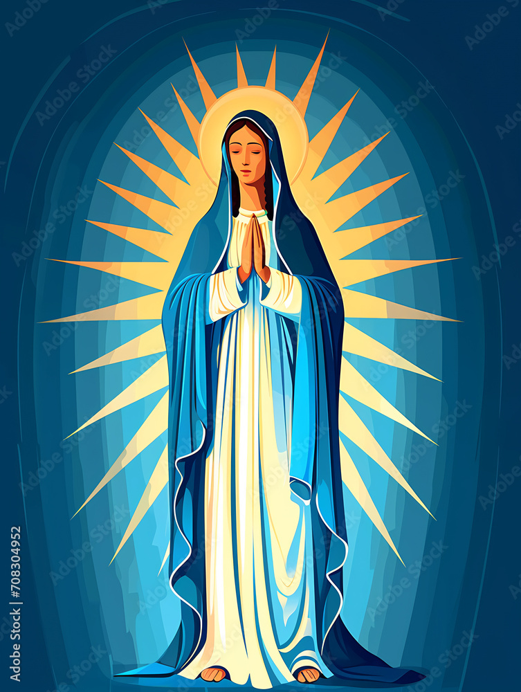 Our lady of grace, blessed Virgin Mary. Flat vector Stock Illustration ...