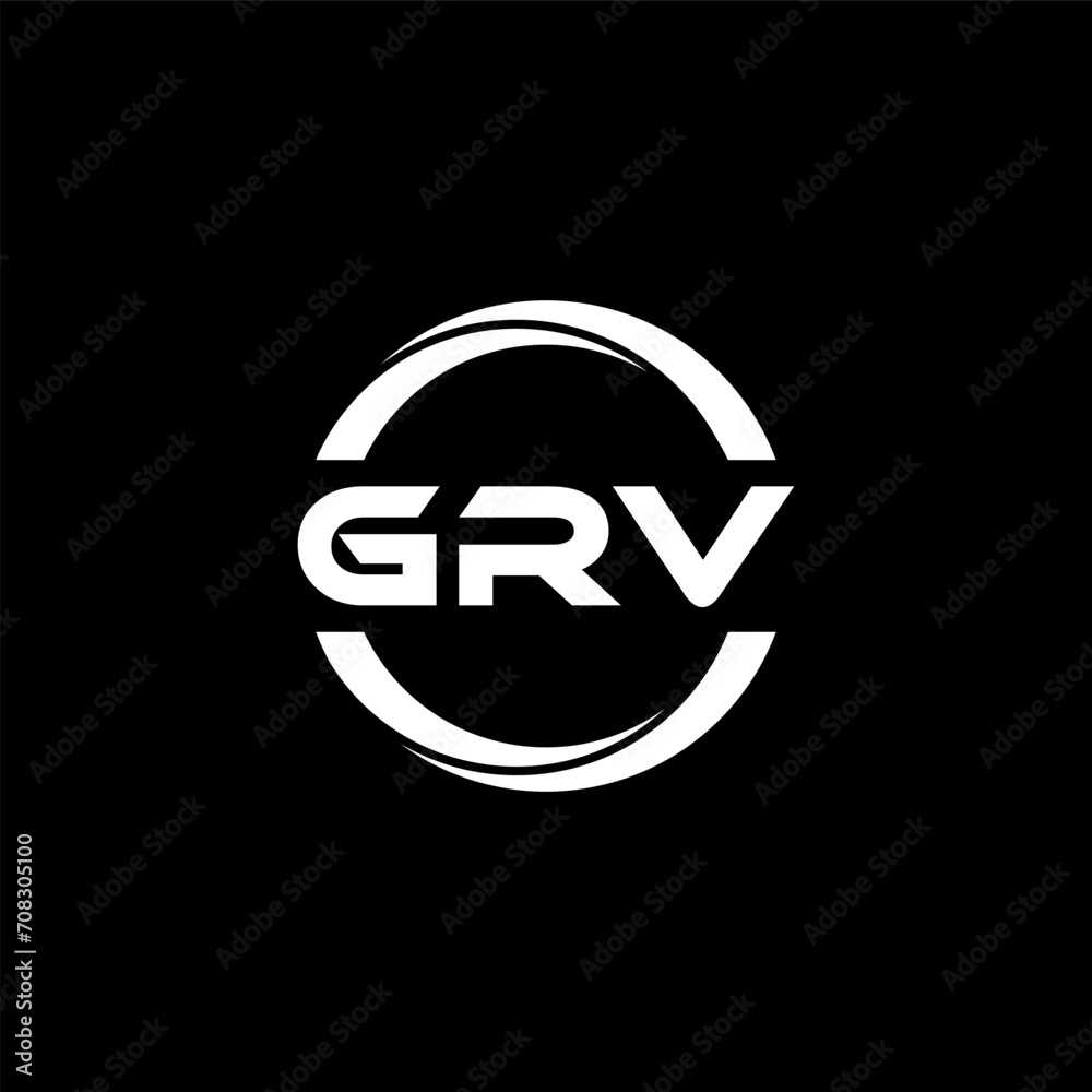 GRV letter logo design with black background in illustrator, cube logo ...