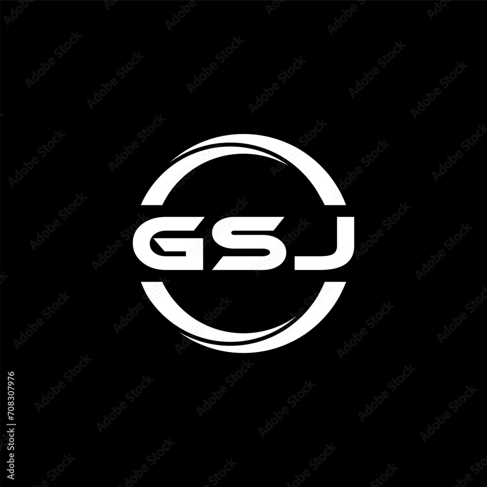 GSJ letter logo design with black background in illustrator, cube logo ...
