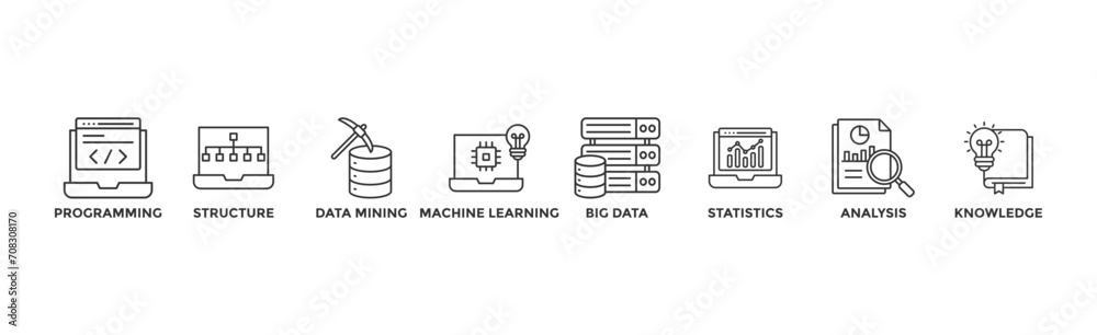 Data science banner web icon vector illustration concept with icon of ...