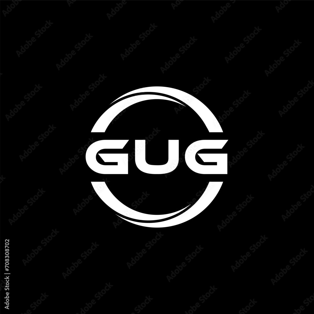 GUG letter logo design with black background in illustrator, cube logo ...