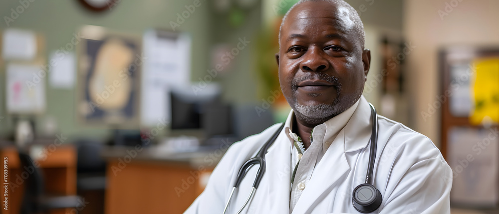 A distinguished man, dressed in a crisp white coat and a professional ...