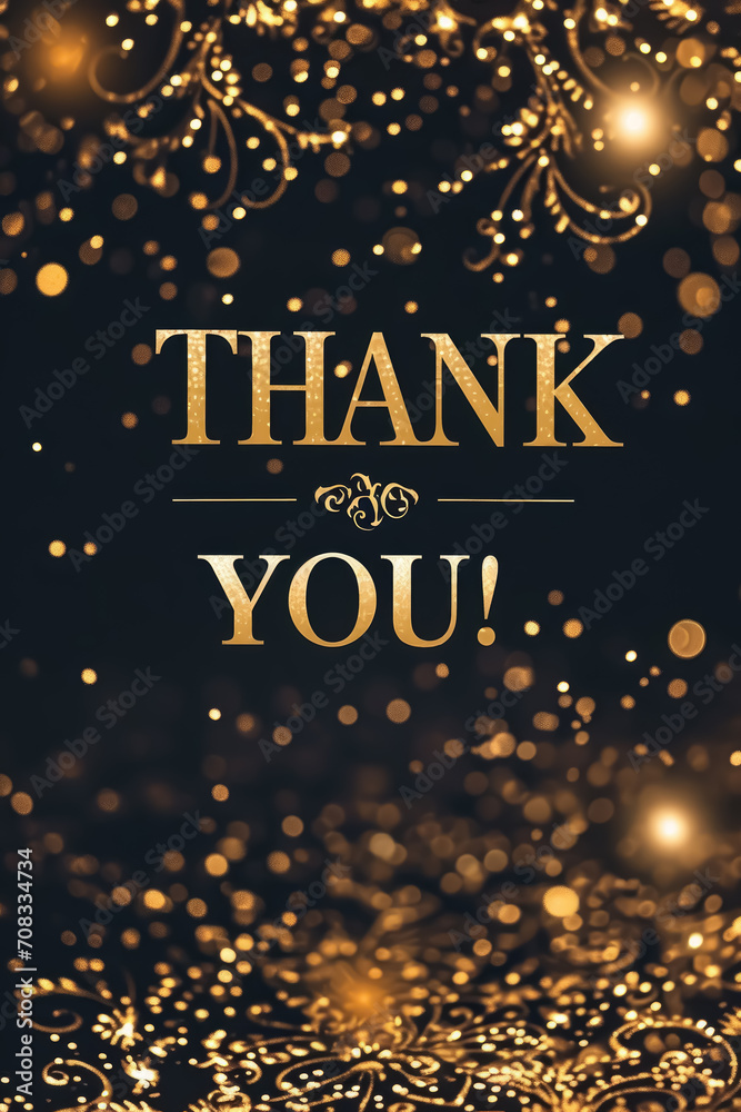 "THANK YOU!" text with a sparkling effect and a sophisticated serif ...
