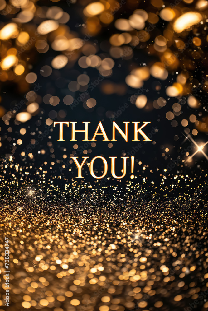 "THANK YOU!" text with a sparkling effect and a sophisticated serif ...