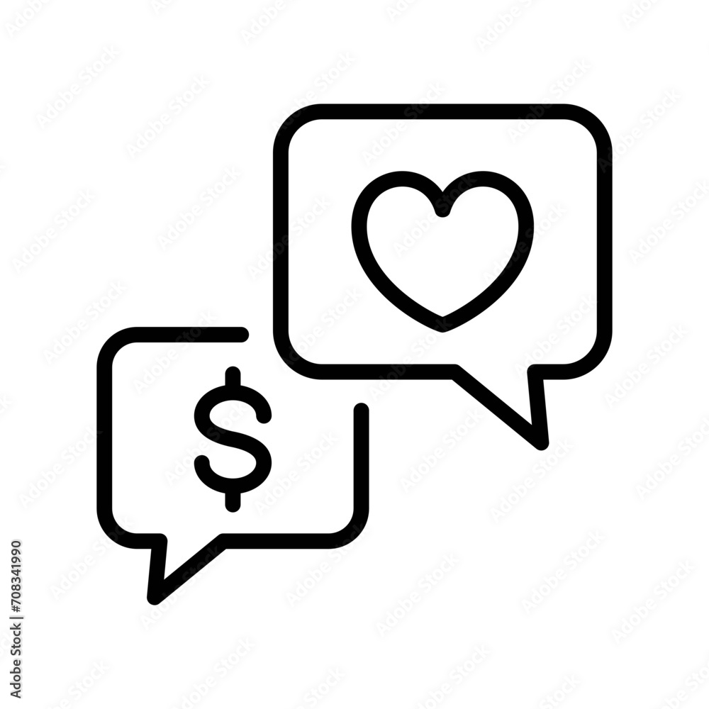 Black single romance scam thin line icon, simple love deception flat ...