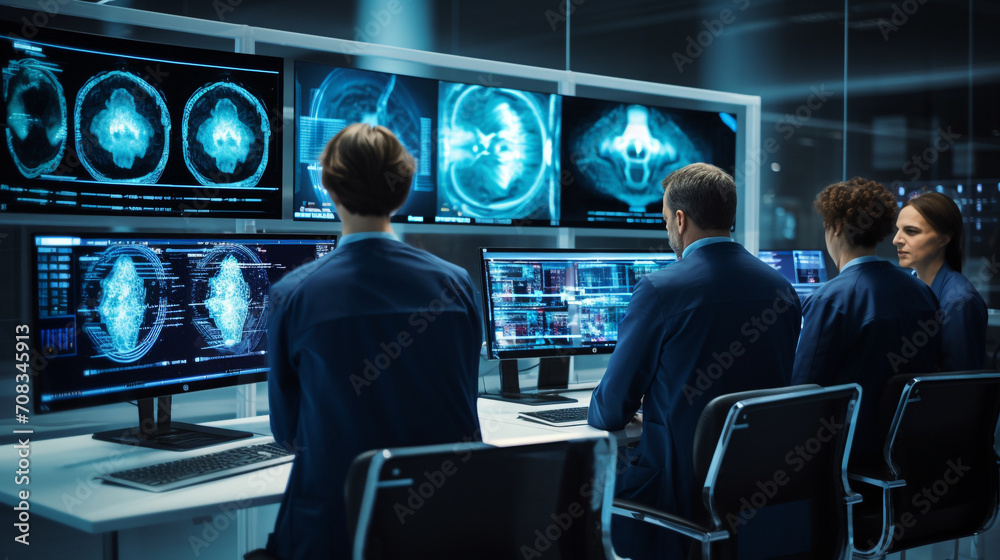 a brain research laboratory, featuring a team of neurologists and ...