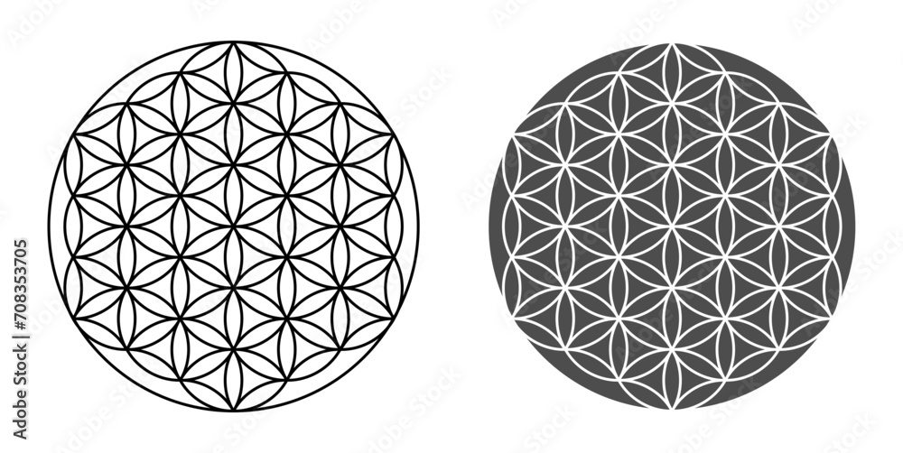 Flower of Life Sacred Geometry Symbol Sign Vector Illustration Stock ...