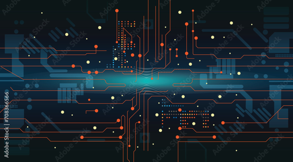 Modern technology circuit board texture background design. Quantum computer technologies ...