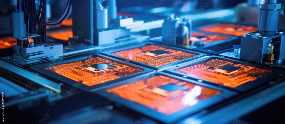 Attaching silicon dies to substrate using a machine in a semiconductor ...