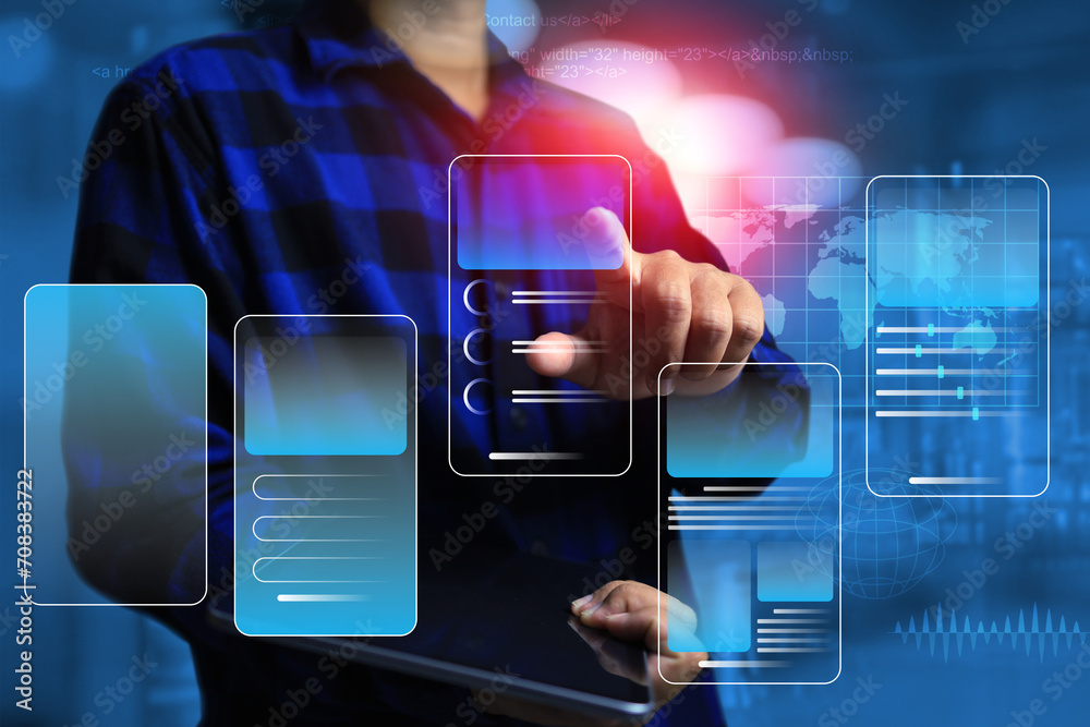 Mobile app user interface design software graphic development concept ...