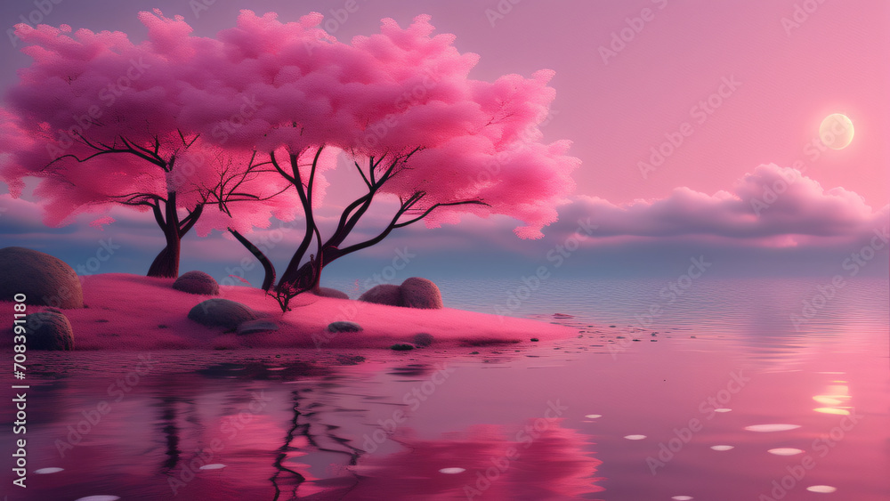 pink tree art Stock Illustration | Adobe Stock